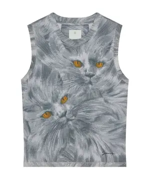 Givenchy Printed Cat Tank Top In Cotton