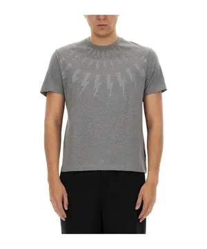 Neil Barrett Fairisle Thunderbolt T-shirt - Gray