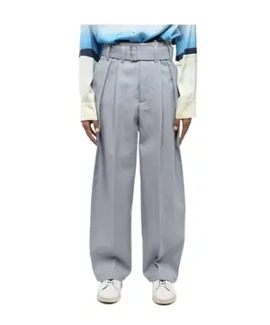JIL SANDER Double-pleated Belted Wide-leg Trousers - Gray