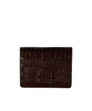 Miu Miu Small Crocodile Embossed Calfskin Wallet - Black