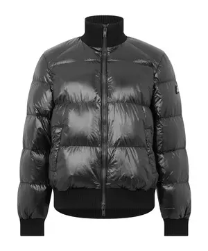 Moose Knuckles Shiny Ribbed Stand-collar Jacquard-woven Jacket