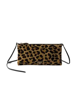 Prada Small Printed Calf Hair Shoulder Bag - Black
