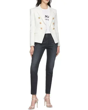 Balmain High-waisted Button-detail Denim Jeans