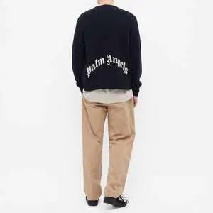 Palm Angels Logo Intarsia Crewneck Sweater