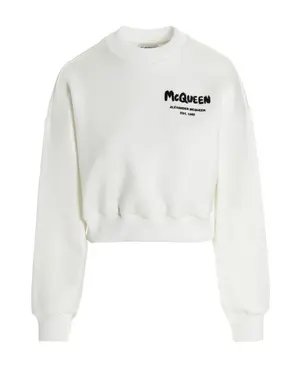 Alexander McQueen Logo Print Crewneck Sweatshirt - White