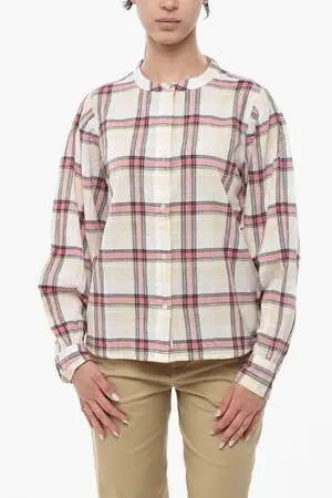 Woolrich Plaid Mandarin Collar Shirt - Pink