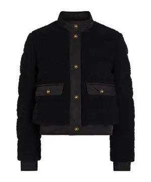 MONCLER Stand-collar Short Plush Patchwork Coat