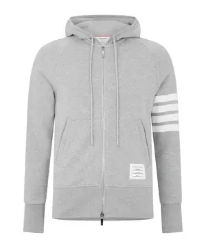 Thom Browne Hooded Zip-up Sweatshirt Jacket - Gray