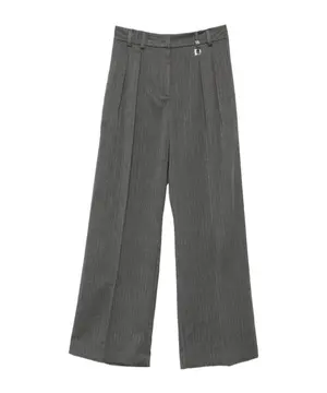 Patrizia Pepe Herringbone-twill Pinstripe Trousers - Black