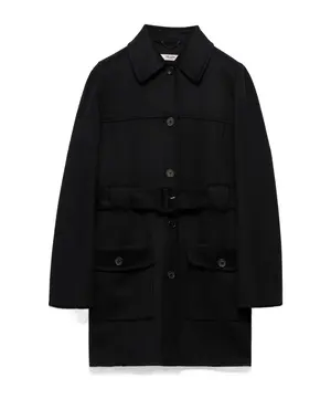 Prada Single-breasted Double Cloth Caban Jacket - Black