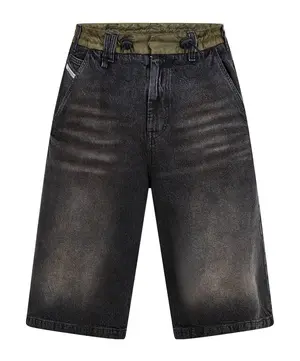 DIESEL® Faded Denim Knee Shorts - Black