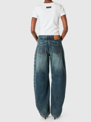 MARINE SERRE Washed Denim Barrel-leg Jeans