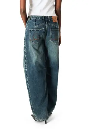 MARINE SERRE Washed Denim Barrel-leg Jeans