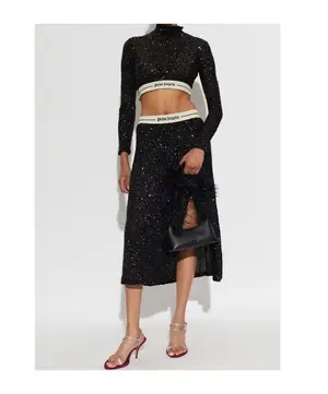 Palm Angels Sequined Logo-waist Skirt