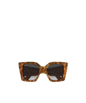 Gucci Leopard-print Large Rectangular Sunglasses