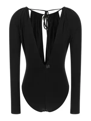 MARINE SERRE Cutout Tie-detail Long Sleeve Bodysuit