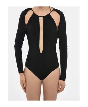 MARINE SERRE Cutout Tie-detail Long Sleeve Bodysuit