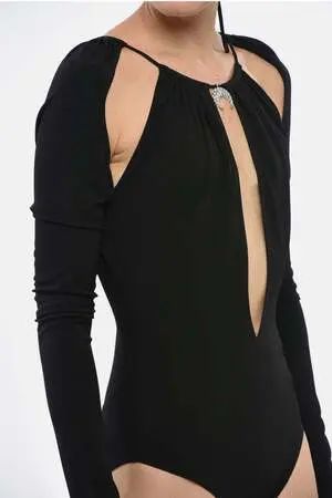 MARINE SERRE Cutout Tie-detail Long Sleeve Bodysuit