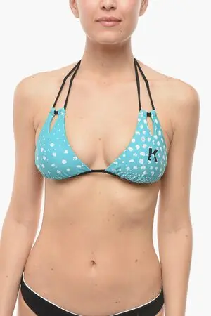 Karl Lagerfeld Logo-print Bikini Top - Blue