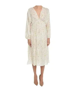 Samsøe Samsøe Gertrud Puff-sleeve Midi Dress - White