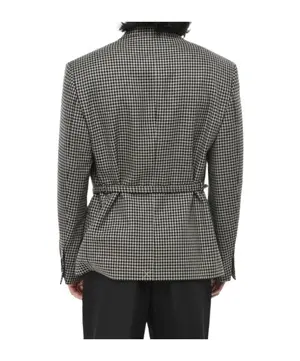 Off-White Houndstooth-pattern Belted Blazer