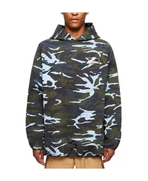 We11Done Camouflage Logo-patch Hoodie - Black