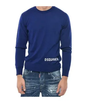 Dsquared2 Flocked-logo Crew-neck Sweater - Blue