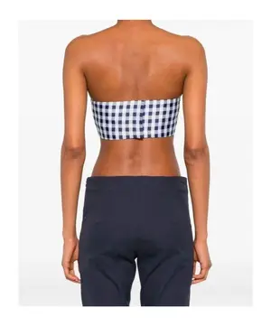 SELF-PORTRAIT Plaid Strapless Top