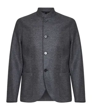Harris Wharf London Stand Collar Buttoned Coat - Black