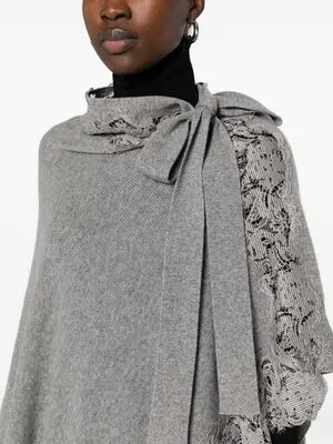 Ermanno Scervino Lace-trim Bow-detail Poncho