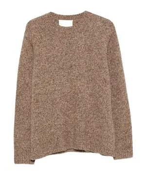 Soft Goat Melange-effect Crew-neck Sweater - Brown