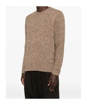 Soft Goat Melange-effect Crew-neck Sweater