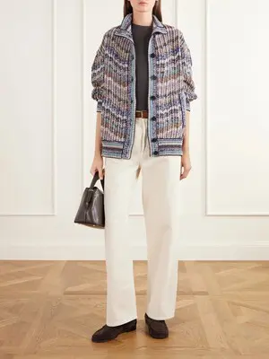 Missoni Striped Metallic Crochet-knit Cardigan