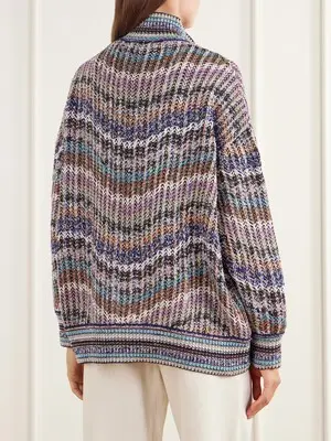 Missoni Striped Metallic Crochet-knit Cardigan