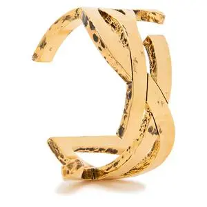 Saint Laurent Hammered Gold Open Cuff Bracelet