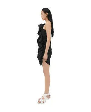 Bottega Veneta Ruched One-shoulder Mini Dress