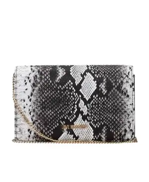 MOSCHINO Logo Plaque Snakeskin Print Crossbody