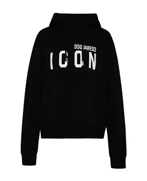 Dsquared2 Logo Printed Drawstring Hoodie - Black