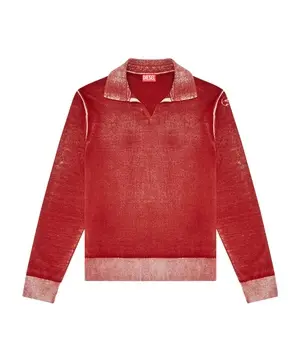 DIESEL® Faded Effect Fine-rib Jumper - Red