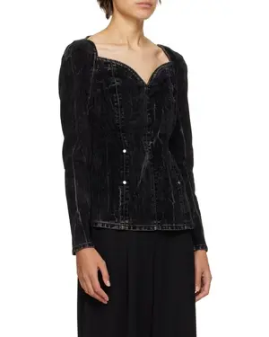 Stella McCartney Long-sleeved Velvet Denim Top