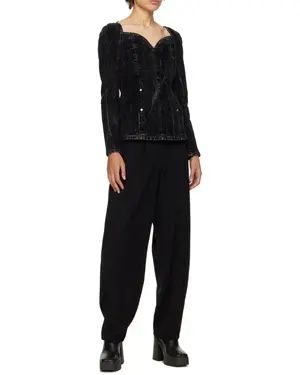 Stella McCartney Long-sleeved Velvet Denim Top