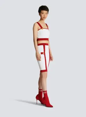 Balmain Knit Crop Top With Gold-tone Buttons
