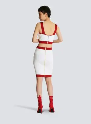 Balmain Knit Crop Top With Gold-tone Buttons