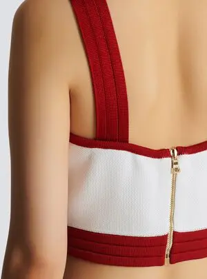 Balmain Knit Crop Top With Gold-tone Buttons
