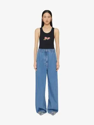 Givenchy Tank Top In Cotton With 4g Detail And Roses Print