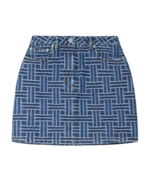 Kenzo Weave Straight Hem Denim Skirt