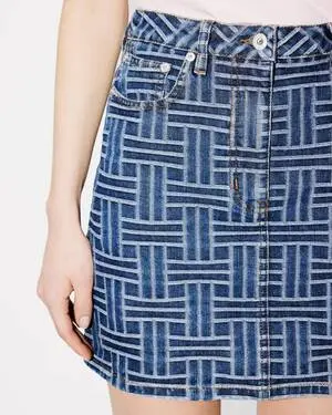 Kenzo Weave Straight Hem Denim Skirt