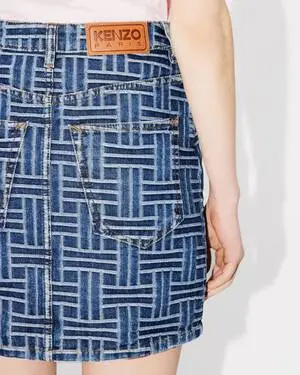 Kenzo Weave Straight Hem Denim Skirt
