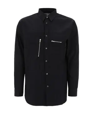 Comme Des Garçons Zip Detailed Buttoned Shirt