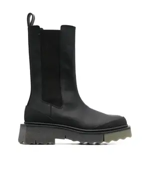 Off-White Round Toe Chelsea Boots - Black